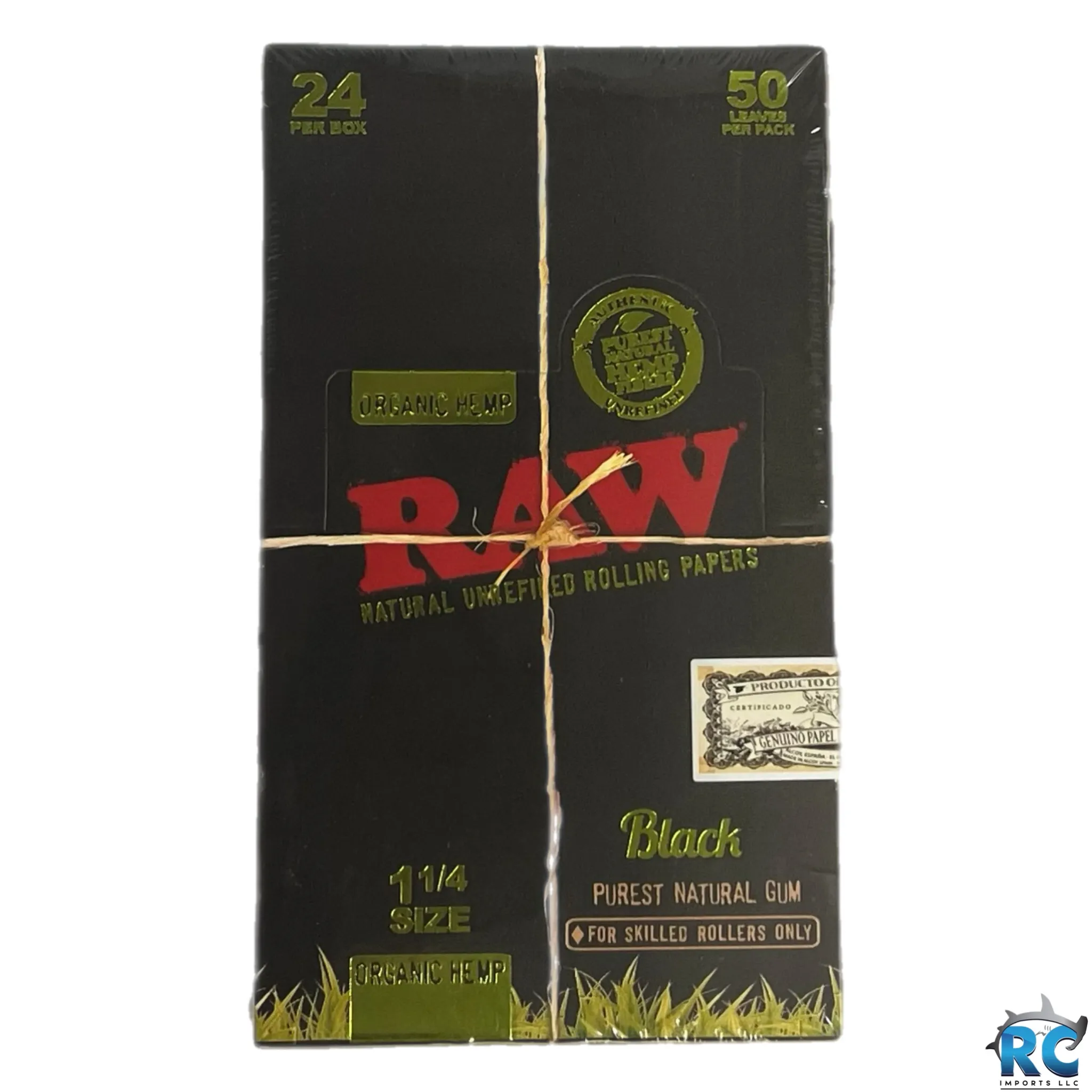 TB RAW BLACK ORGANIC HEMP PAPERS 1¼ 24/50 – RC Imports